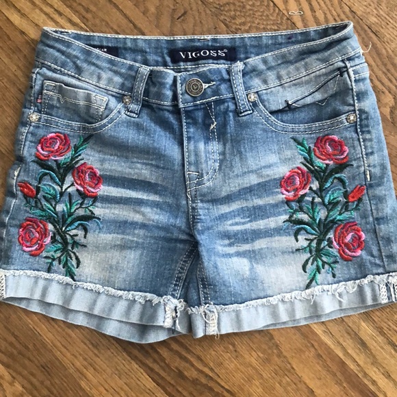 Vigoss | Bottoms | Vigors Girls Size 2 Jean Short Wrose Embroidery ...